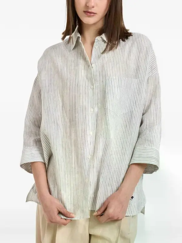 Max Mara Striped Linen Shirt - Blue