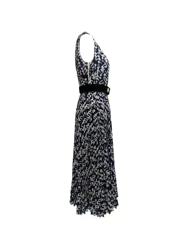 Prada Belted Geometric-print Midi Dress