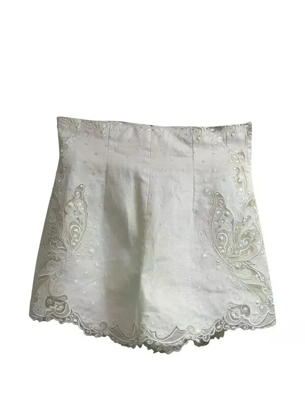 Zimmermann Embroidered Linen Shorts - White