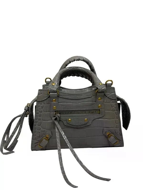 Balenciaga Mini Neo Classic City Croc-embossed Handbag - Grey
