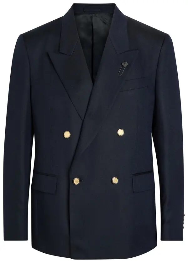 LARDINI Double-breasted Cashmere And Wool-blend Blazer