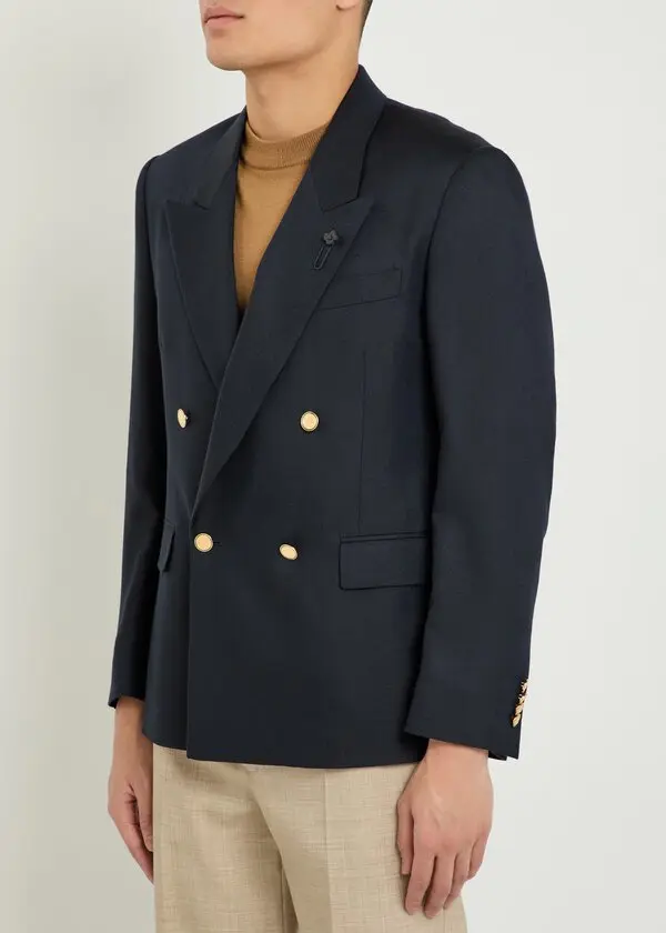 LARDINI Double-breasted Cashmere And Wool-blend Blazer