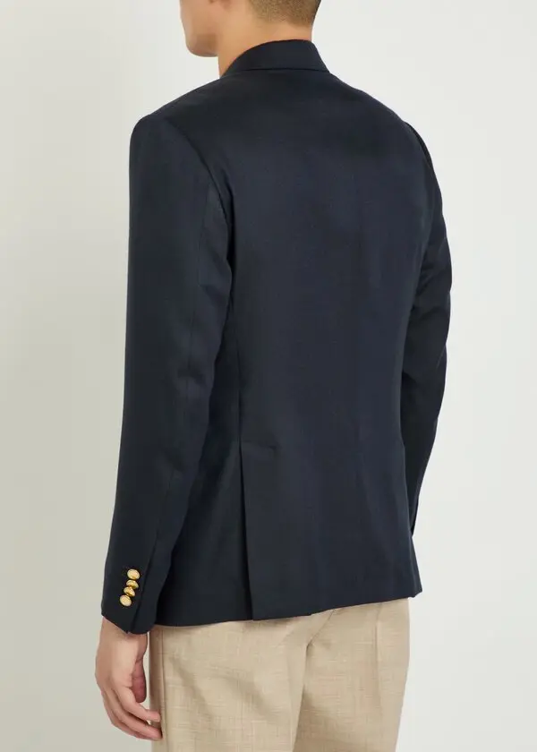 LARDINI Double-breasted Cashmere And Wool-blend Blazer