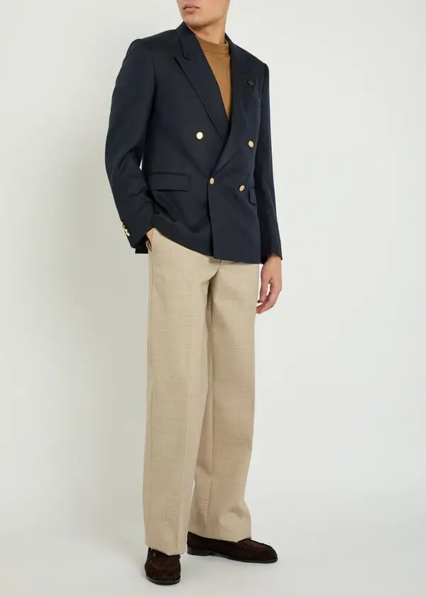 LARDINI Double-breasted Cashmere And Wool-blend Blazer