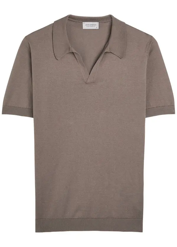 John Smedley Noah Wool Polo Shirt - Light Brown