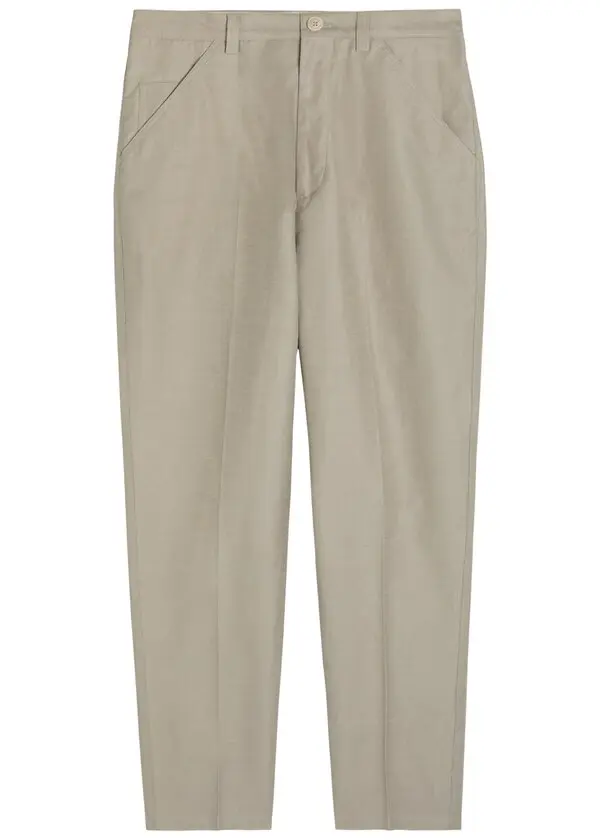 Brunello Cucinelli Cotton And Linen-blend Trousers - Brown