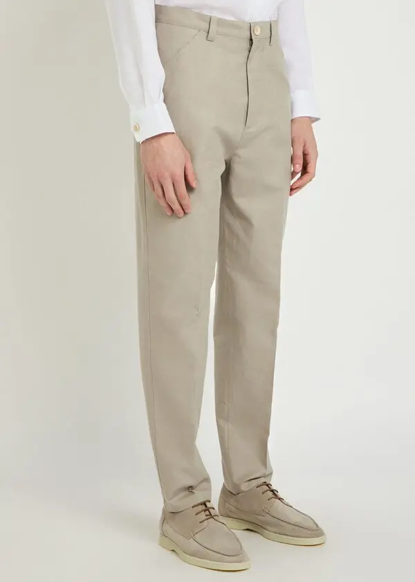 Brunello Cucinelli Cotton And Linen-blend Trousers - Brown