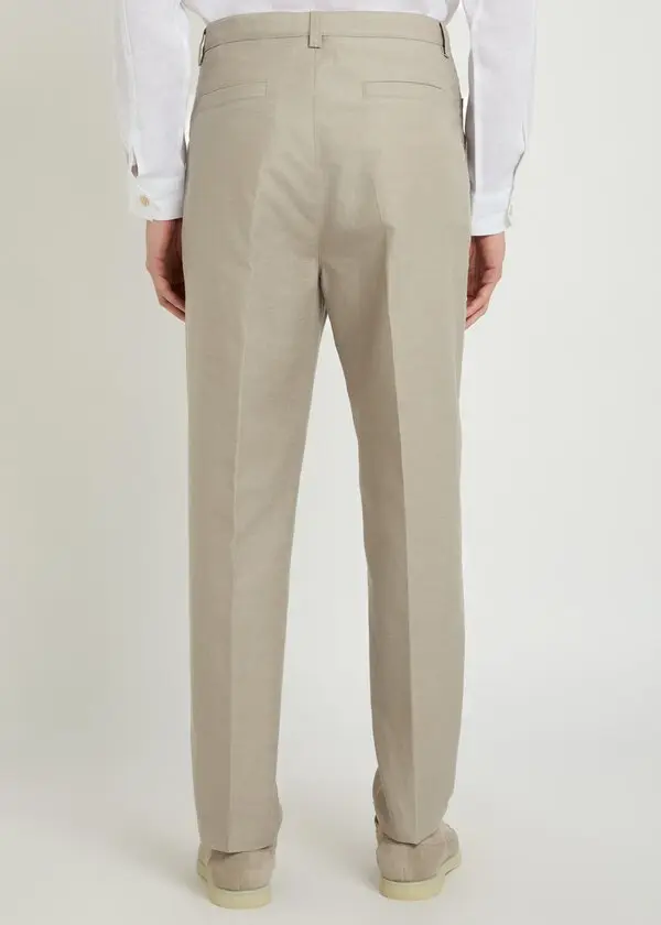 Brunello Cucinelli Cotton And Linen-blend Trousers - Brown