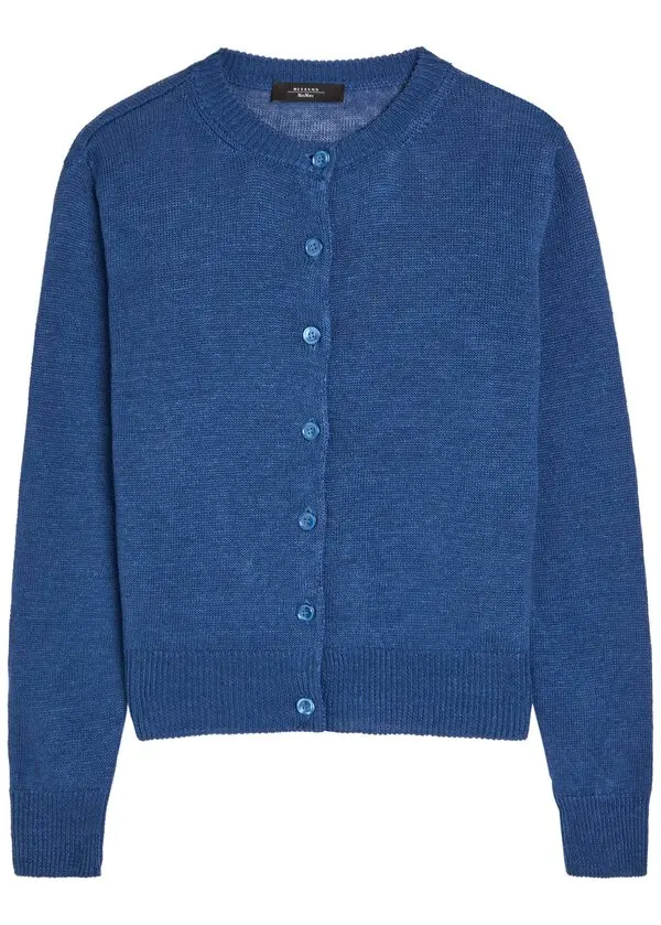 Max Mara Fine-knit Linen Cardigan - Dark Blue