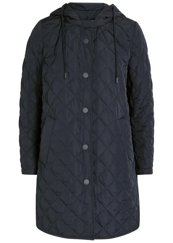 Max Mara Quilted Detachable-hood Shell Jacket - Navy