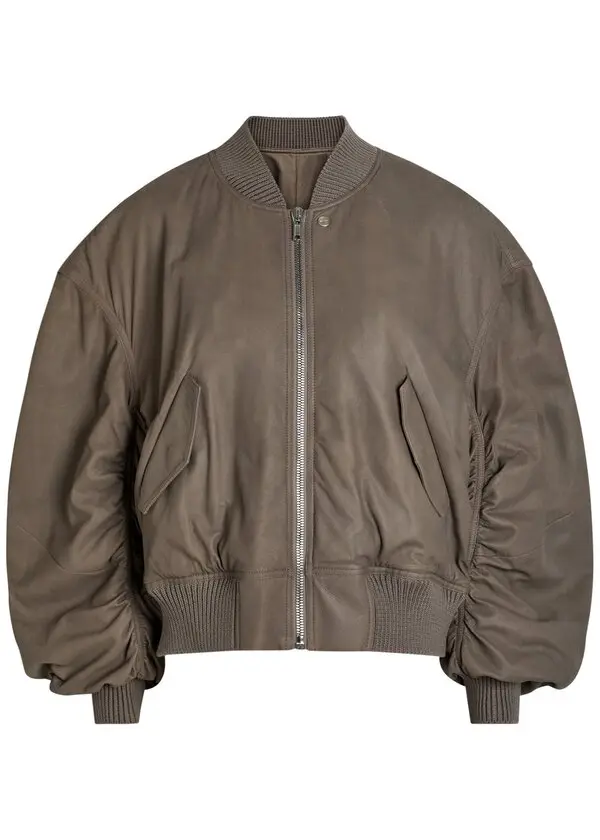 Rick Owens Secchia Flight Padded Leather Bomber Jacket - Light Brown