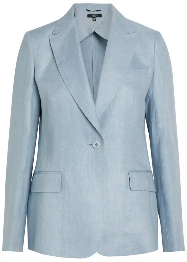 Max Mara Single-breasted Linen Blazer - Light Blue