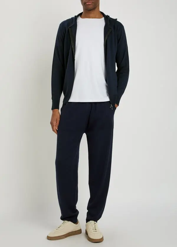 John Smedley Henning Cuffed Merino Wool Sweatpants - Navy
