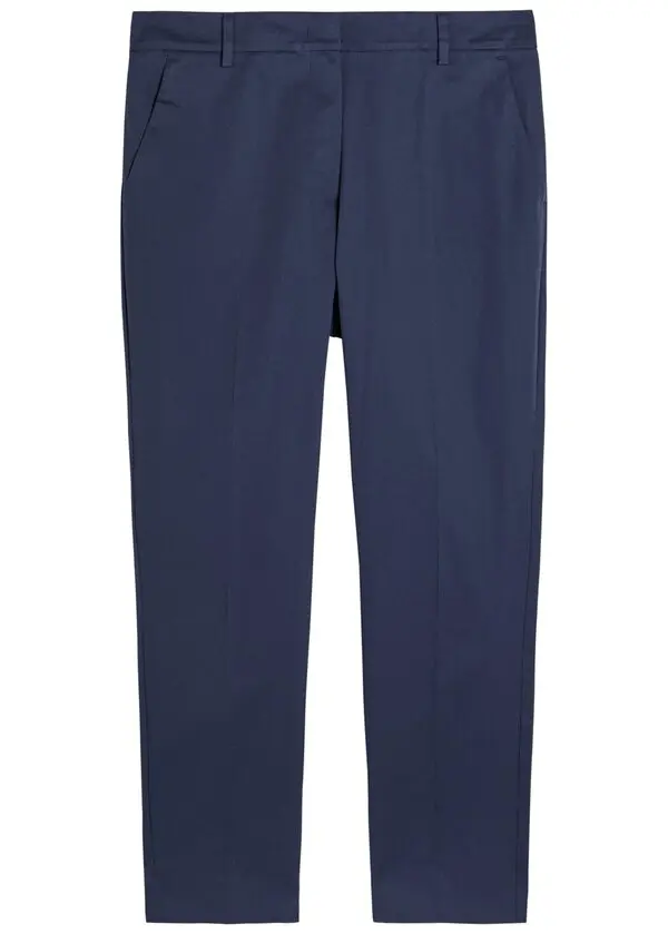 Max Mara Slim-leg Stretch-cotton Trousers - Navy