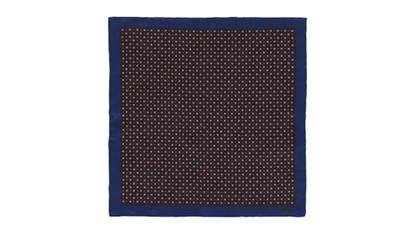 Brioni Patterned Silk Pocket Square - Navy Blue Bordeaux