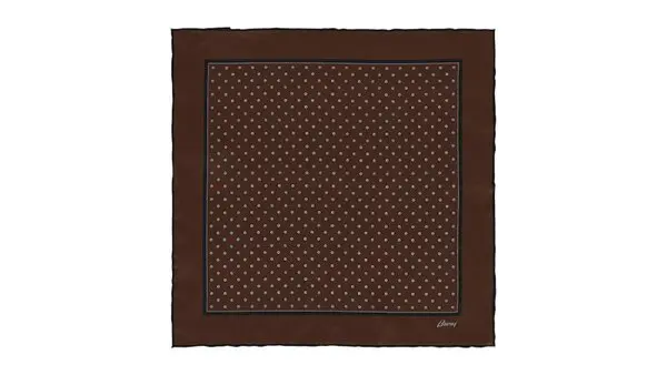 Brioni Polka Dot Print Silk Pocket Square - Brown