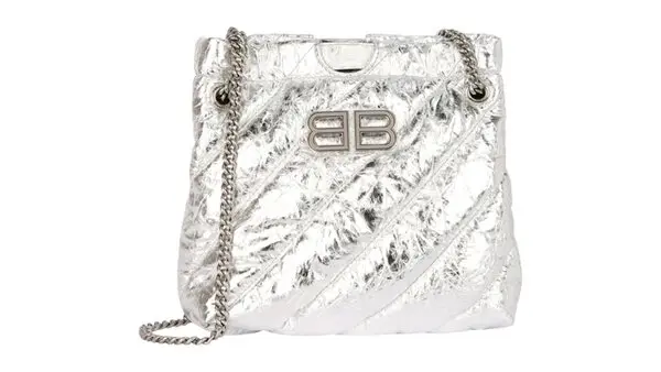 Balenciaga Xs Quilted Crush Tote Bag - Silver