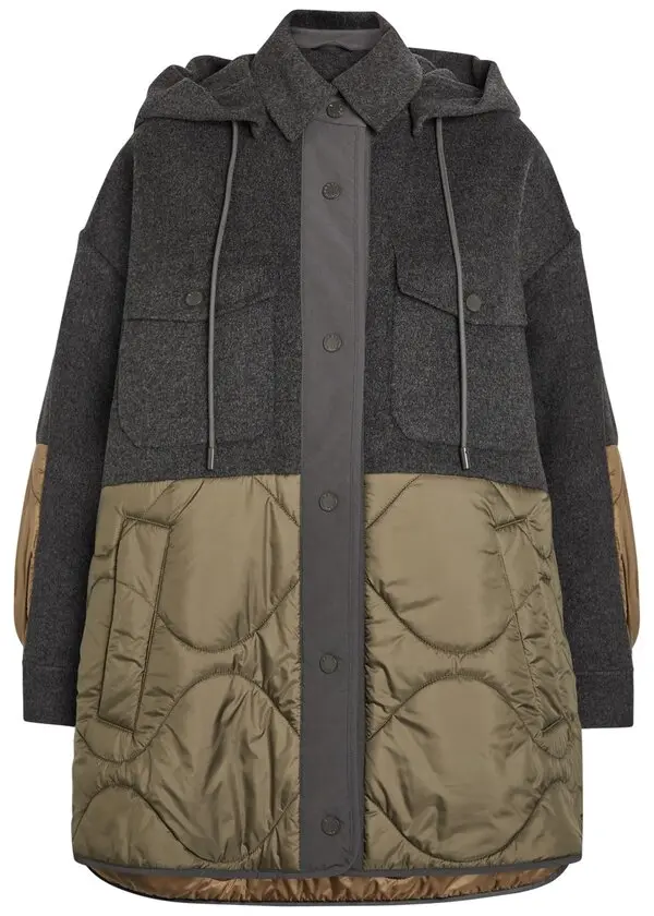 Max Mara Panelled Wool And Shell Jacket - Dark Grey