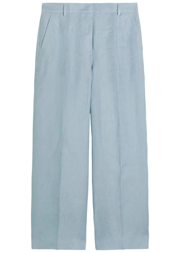 Max Mara Wide-leg Linen Trousers - Light Blue
