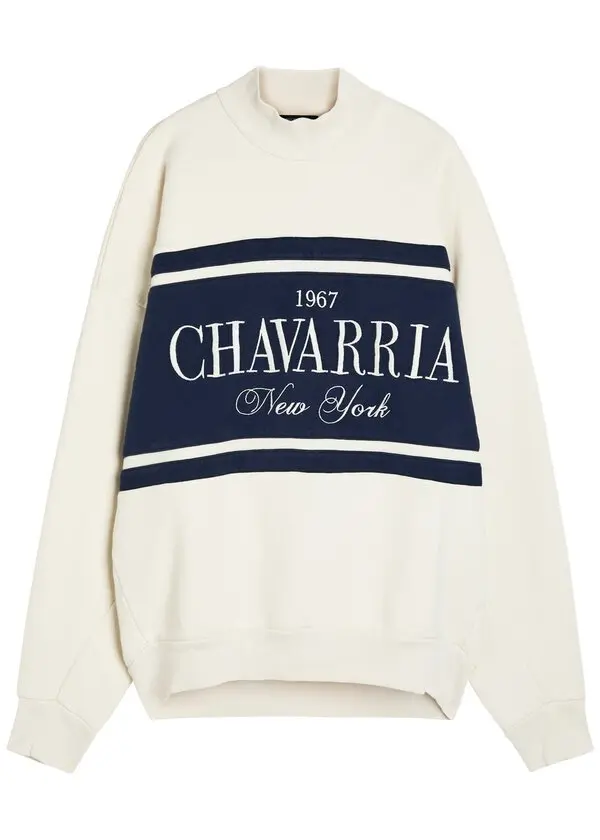 WILLY CHAVARRIA Gilroy Color-blocked Cotton Sweatshirt - White