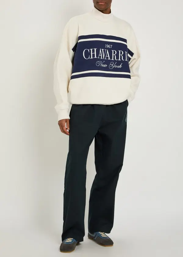 WILLY CHAVARRIA Gilroy Color-blocked Cotton Sweatshirt - White