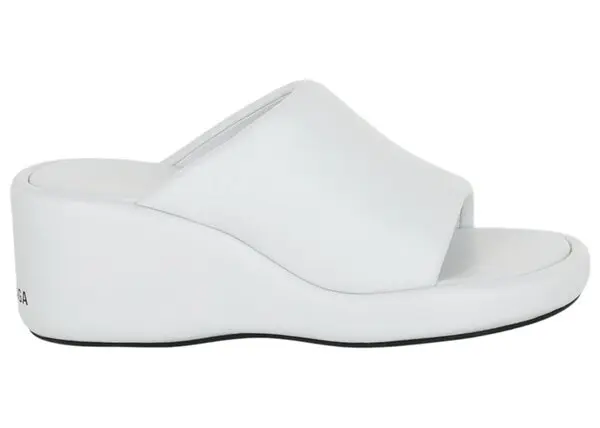Balenciaga Rise Leather Wedges - White/black