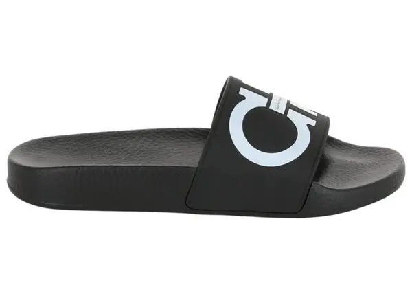 FERRAGAMO Groovy Dual Gancini Slides - Black
