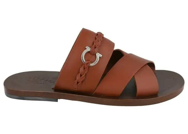 FERRAGAMO Giotto Leather Sandals - Brown