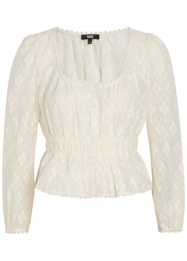 Paige Embroidered Cotton And Silk-blend Blouse - White