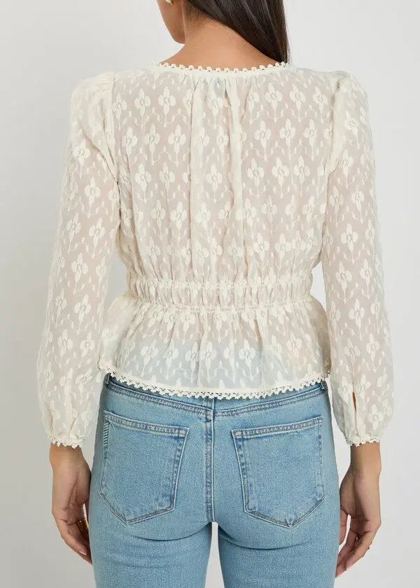 Paige Embroidered Cotton And Silk-blend Blouse - White