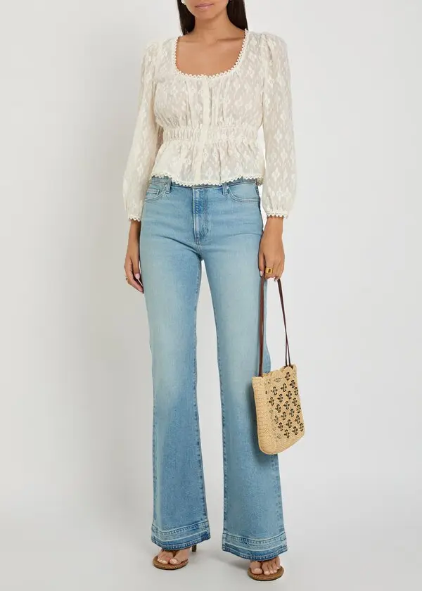 Paige Embroidered Cotton And Silk-blend Blouse - White
