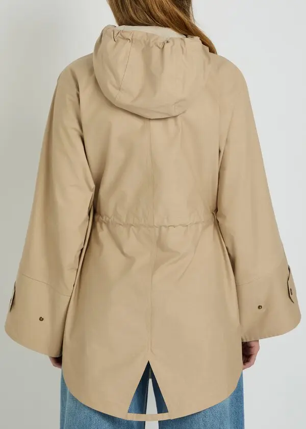 Moncler Cotton-blend Parka Coat With Logo Appliqu - Rust