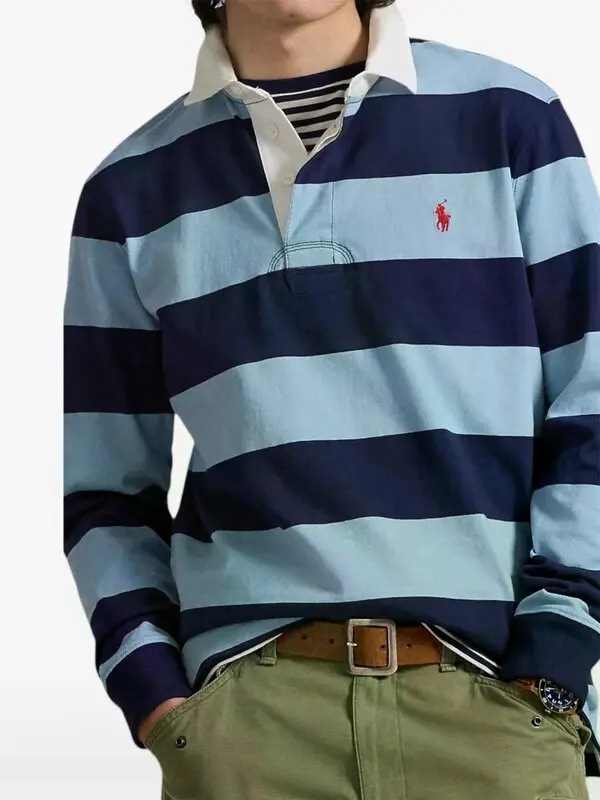 Polo Ralph Lauren Striped Long-sleeve Rugby Polo Shirt - Blue