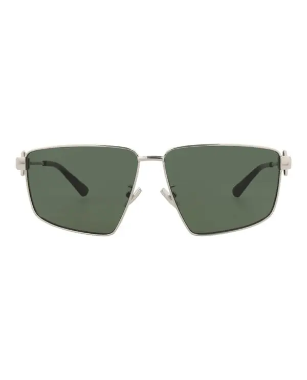 Bottega Veneta Square Frame Metal Sunglasses - Silver Silver Green (bv1223s/30014273/003)
