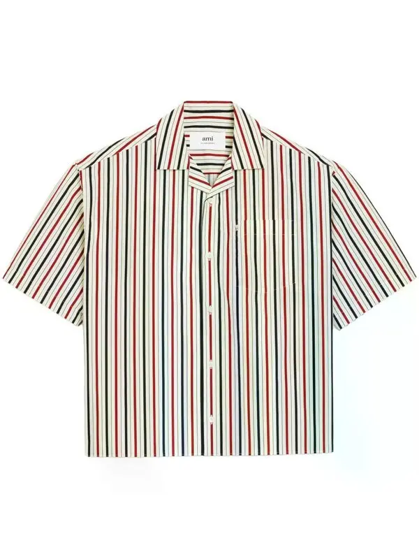Ami Striped Boxy Shirt - Neutrals