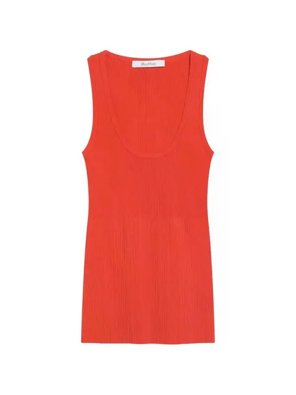 Max Mara Ribbed-knit Scoop-neck Top - Orange