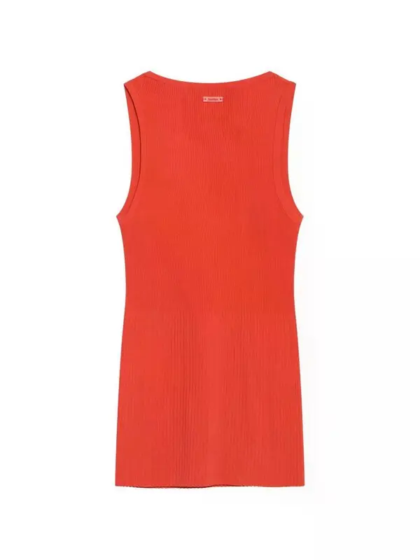 Max Mara Ribbed-knit Scoop-neck Top - Orange