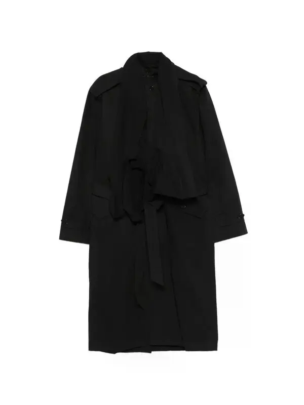 ALAINPAUL Draped Belted Trench Coat - Black