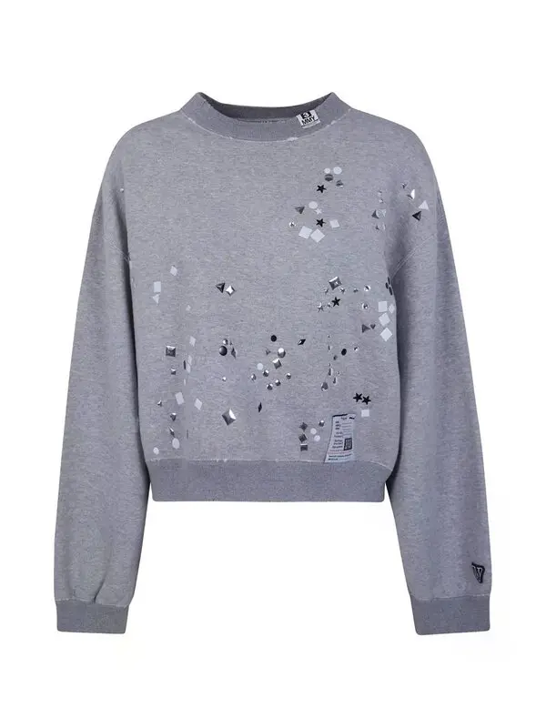 Mihara Yasuhiro Stud-embellished Distressed Sweatshirt - Grey