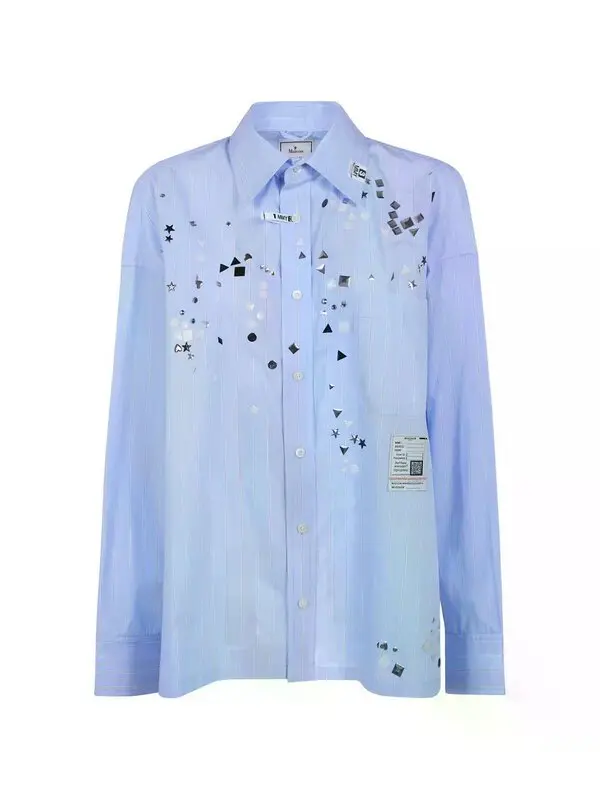 Mihara Yasuhiro Stud-embellished Striped Shirt - Blue
