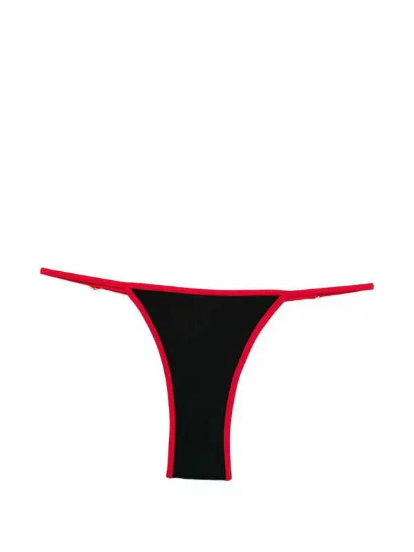 LESLIE AMON Cerise Bead-embellished Bikini Bottoms - Black