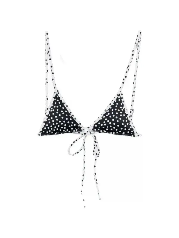 LESLIE AMON Cynthia Polka-dot Bikini Top - Black