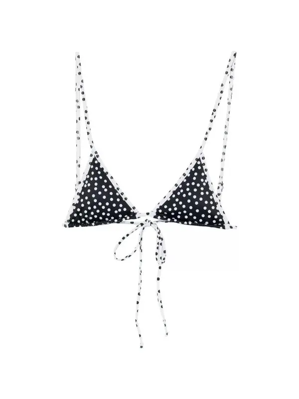 LESLIE AMON Cynthia Polka-dot Bikini Top - Black