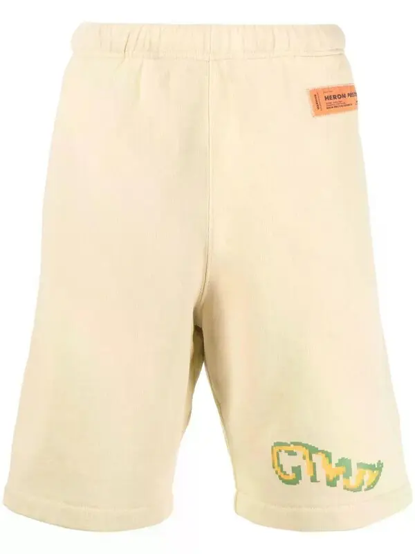 Heron Preston Logo-embellished Cotton Track Shorts - Neutrals