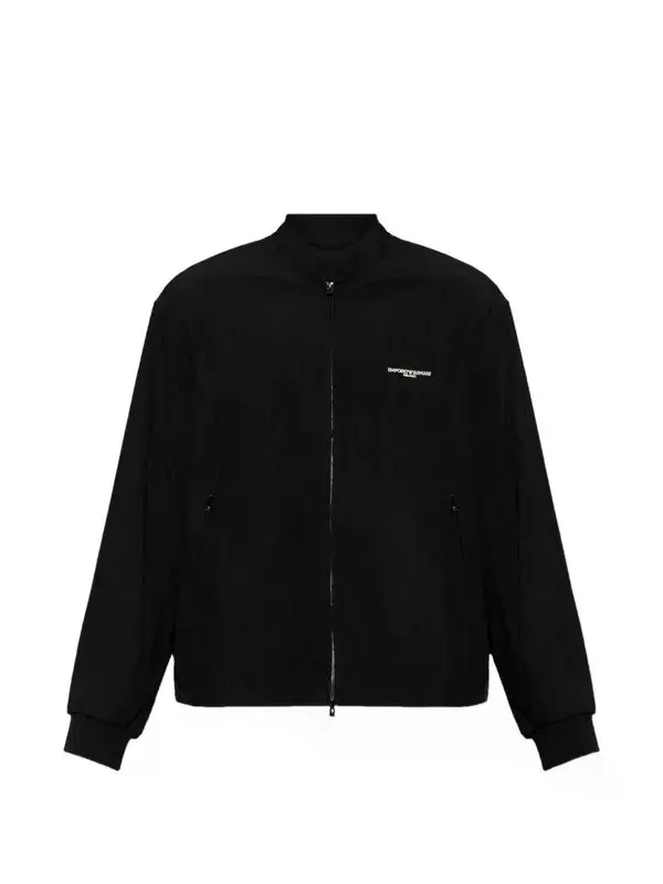 Emporio Armani Logo-embroidered Zip-up Jacket - Black