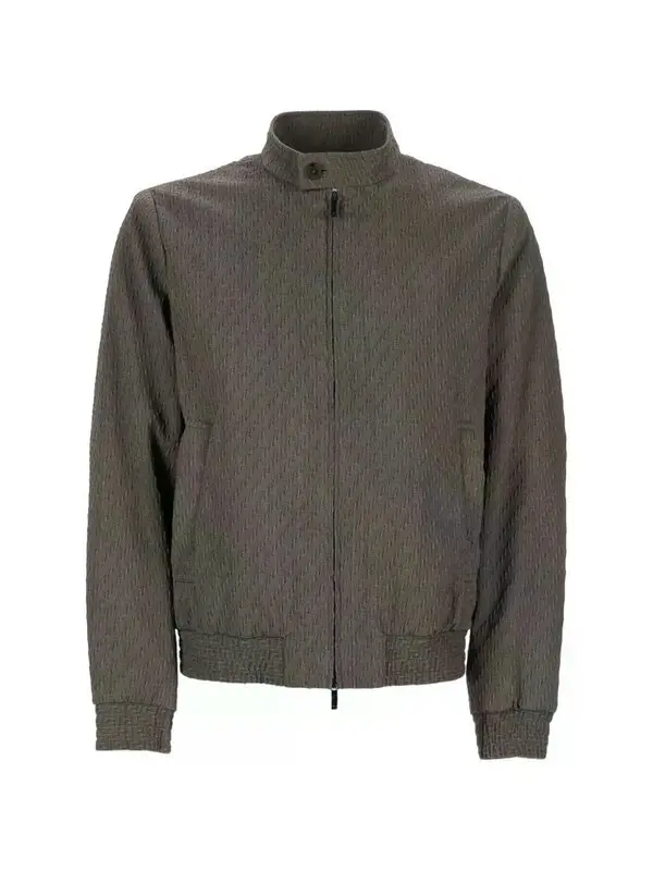 Emporio Armani Textured Zip-up Jacket - Brown