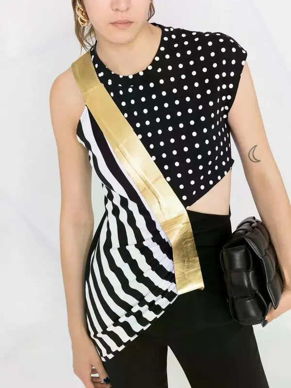 Balmain Mix-print Asymmetric Top