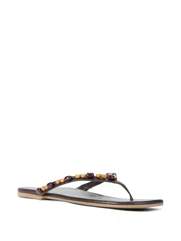 Staud Freja Bead-embellished Sandals - Brown