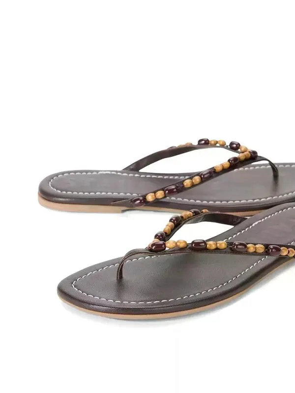 Staud Freja Bead-embellished Sandals - Brown