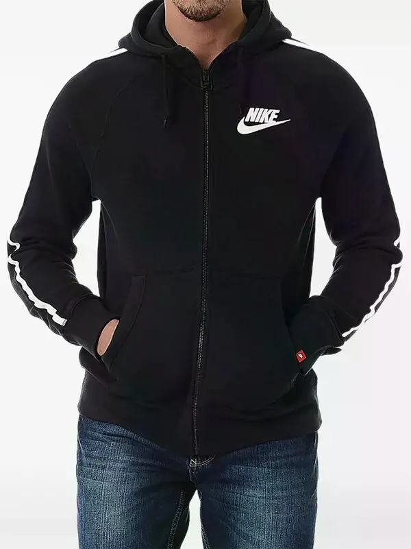 Nike Logo-print Full-zip Hoodie - Black